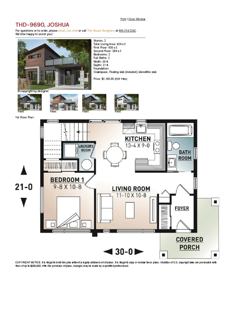The House Designers - THD-9690, Joshua | PDF | Basement | Framing ...