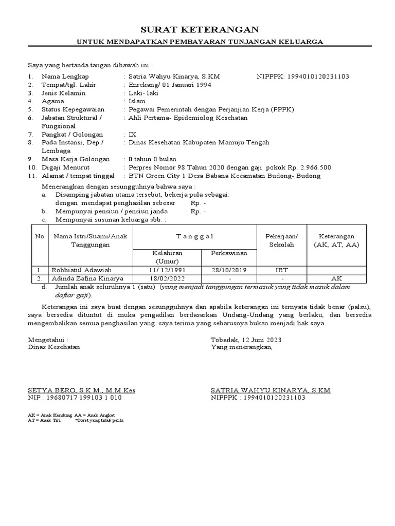 Form-Kp4 PPPK Satria | PDF
