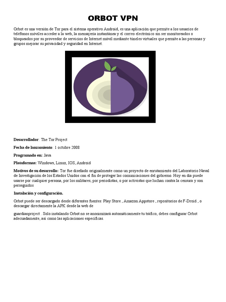Orbor VPN | PDF | Android (sistema operativo) | Software de la aplicacion
