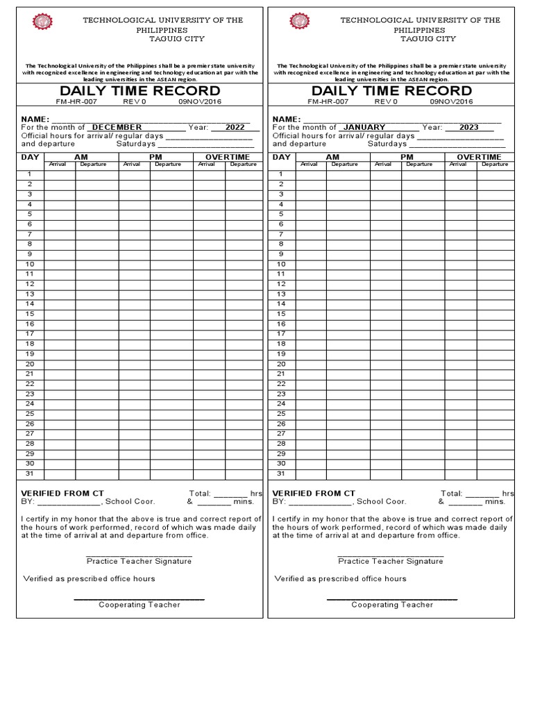 Dtr Template Pdf