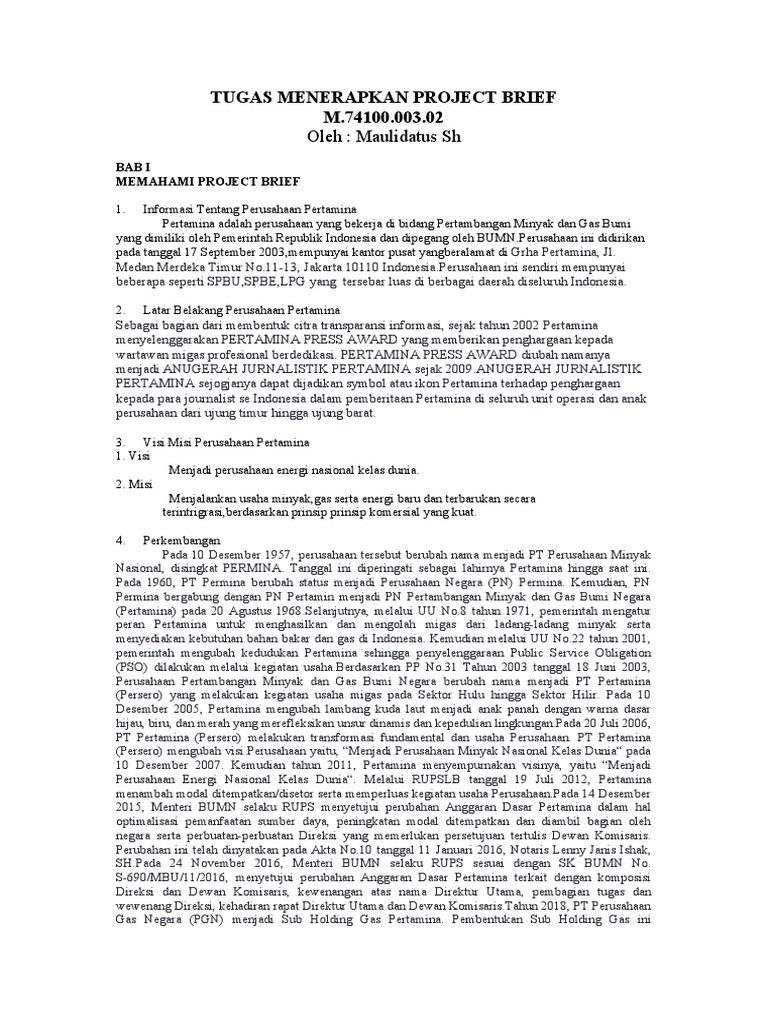 Tugas Menerapkan Project Brief | PDF