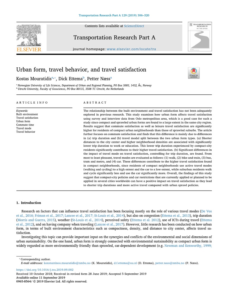 Urban Form Travel Behavior and Travel Satisfaction | PDF | Urban Sprawl ...