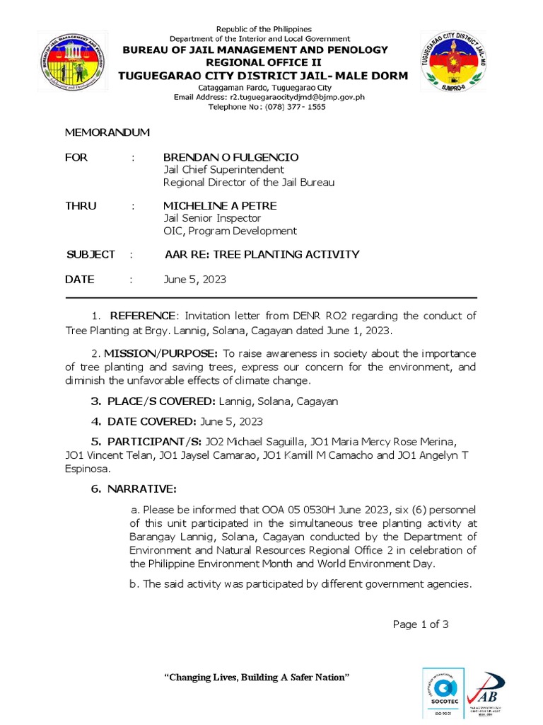 Tree Planting Activity Report - Cagayan | PDF | Natural Environment