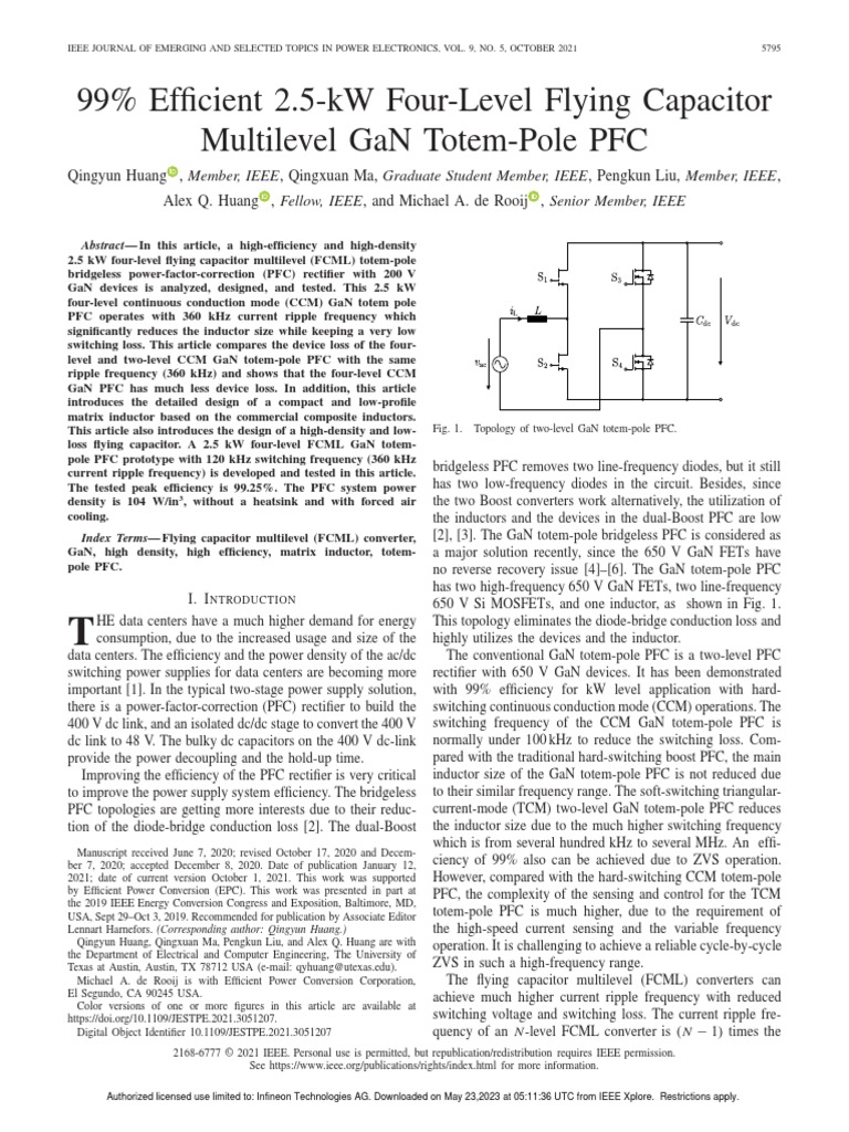 99 Efficient 2.5-KW Four-Level Flying Capacitor Multilevel GaN Totem-Pole PFC | PDF