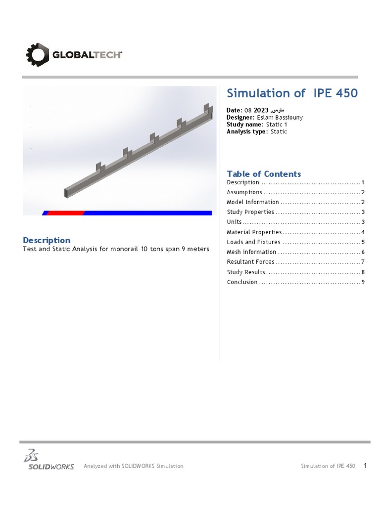 Monorail 10 Tons IPE 450-Static 1-3 | Download Free PDF | Young's ...