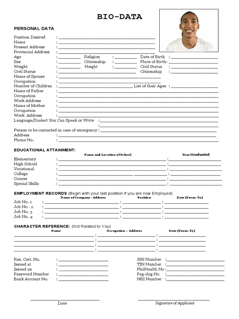 Biodata Format For Job | PDF