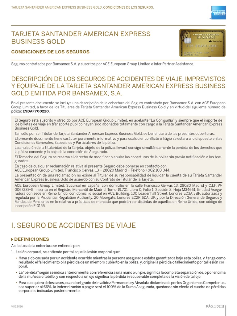Seguro de Viaje Amex Gold Santander | PDF | Seguro | American Express
