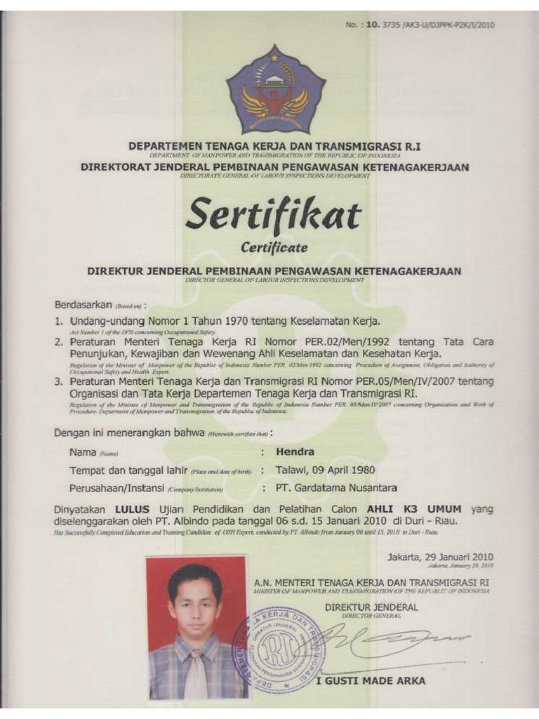 Sertifikat AK3U | PDF