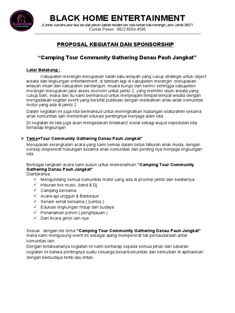 Proposal Tour Camp (Revisi) | PDF | Griya & Taman