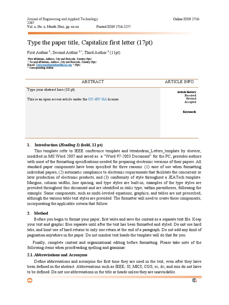 Engineering Paper Formatting Guide | PDF | Computers