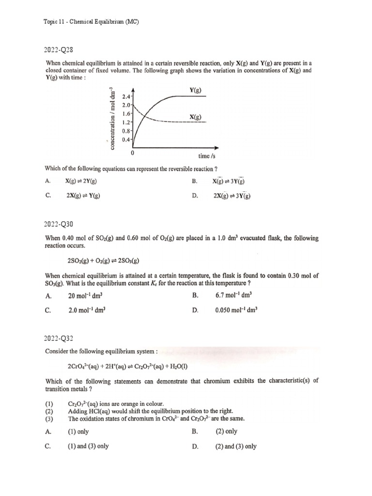 DSE CHEM Topic 10 - Chemical Equilibrium | PDF