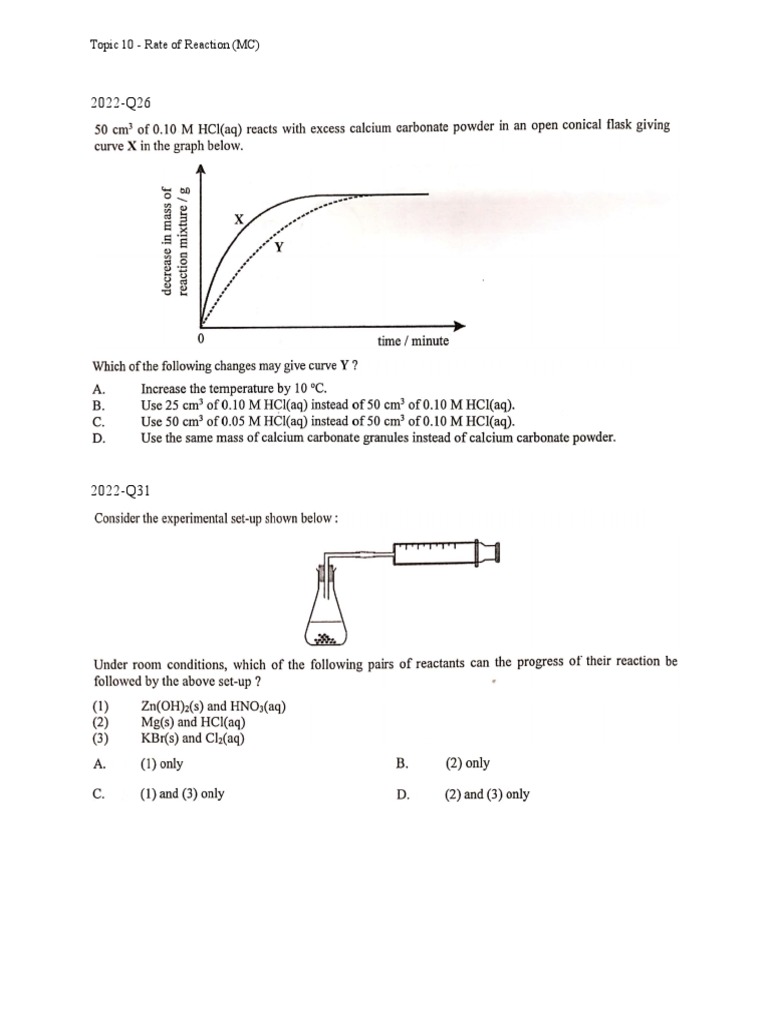 DSE CHEM Topic 9 - Rate of Reaction | PDF | Technology & Engineering