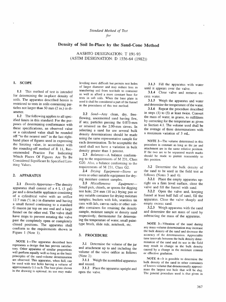 Aashto T 191-93 | PDF