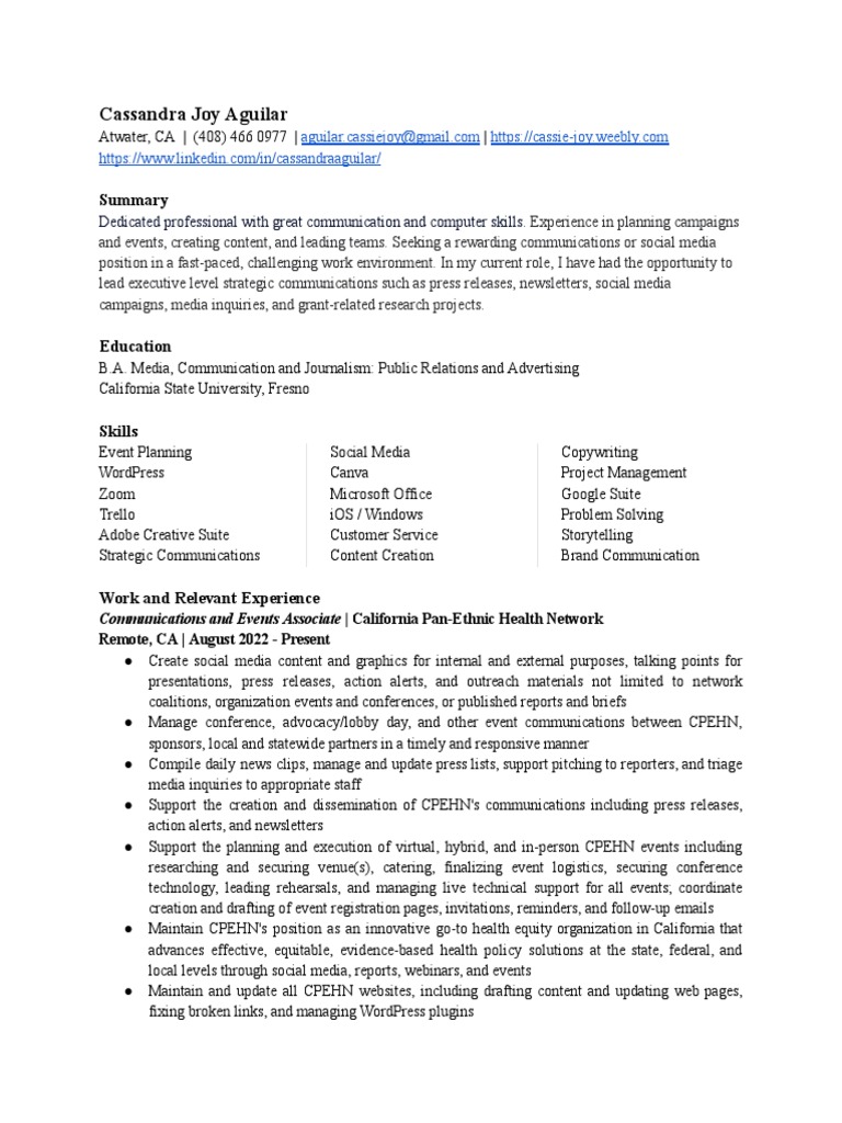 Cassandra Aguilar Resume-3 | PDF