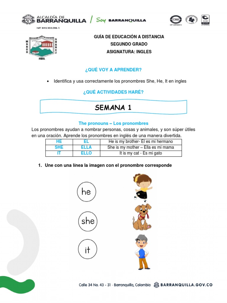 Inglés - Pronombres He - She - It | PDF