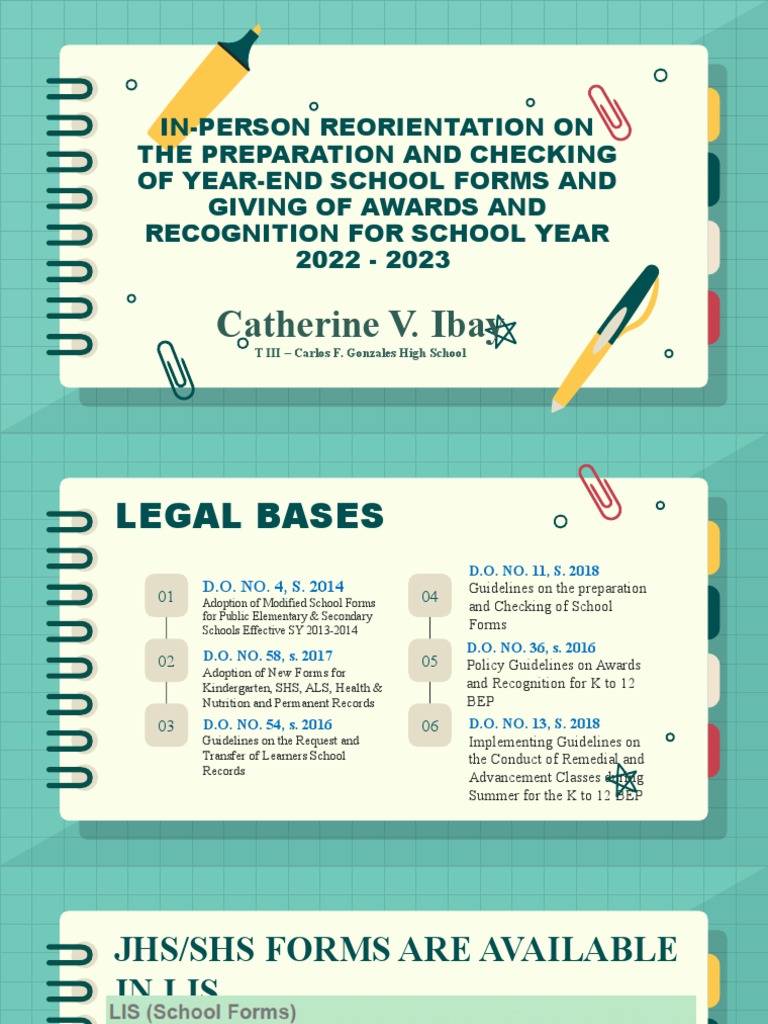 UPDATED-REORIENTATION-ON-SCHOOL-FORMS-2023-JHS-SHS-SF9-SF10-SF5-SF6 | PDF