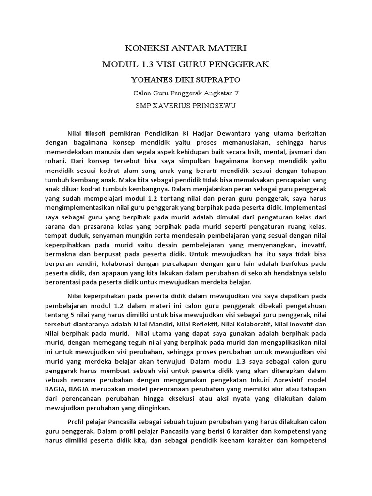 Yohanes Diki S - Tugas KaM - Modul 1.3 - Kelas - A1 | PDF