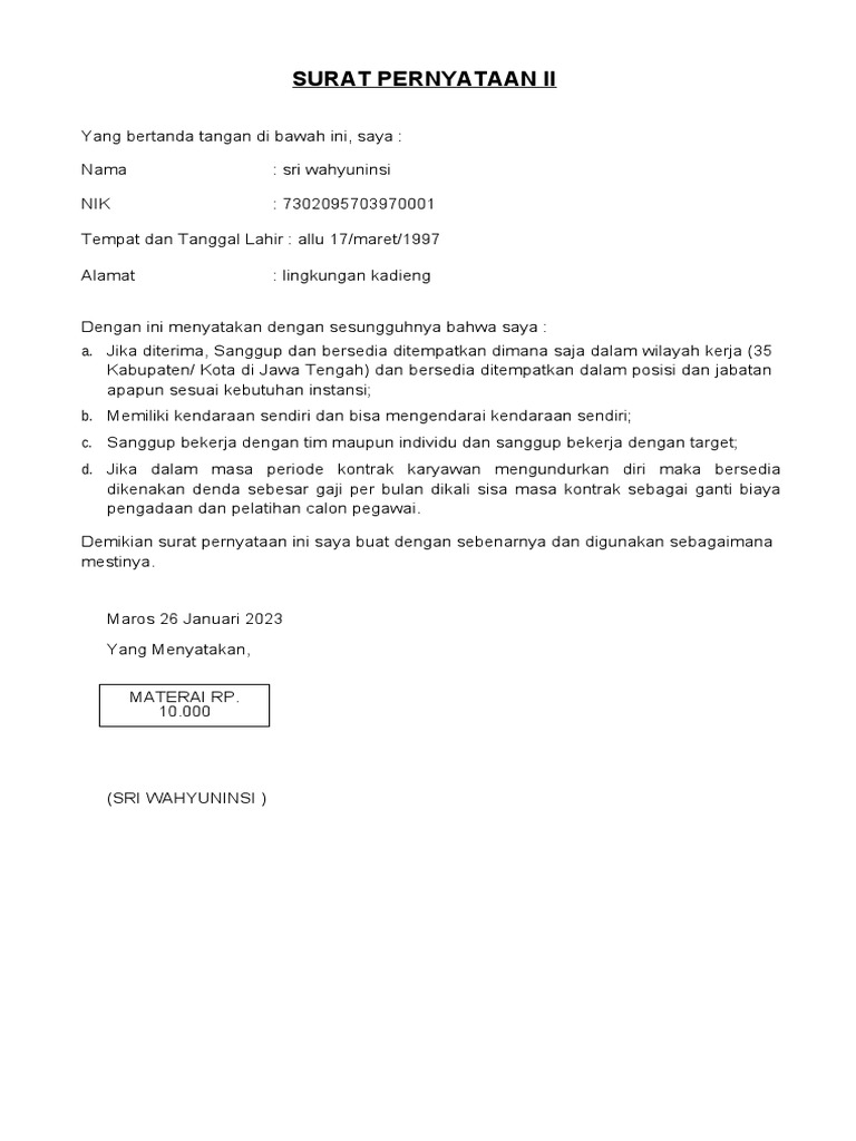 ESDM - Surat Pernyataan RPE ESDM - 2 | PDF