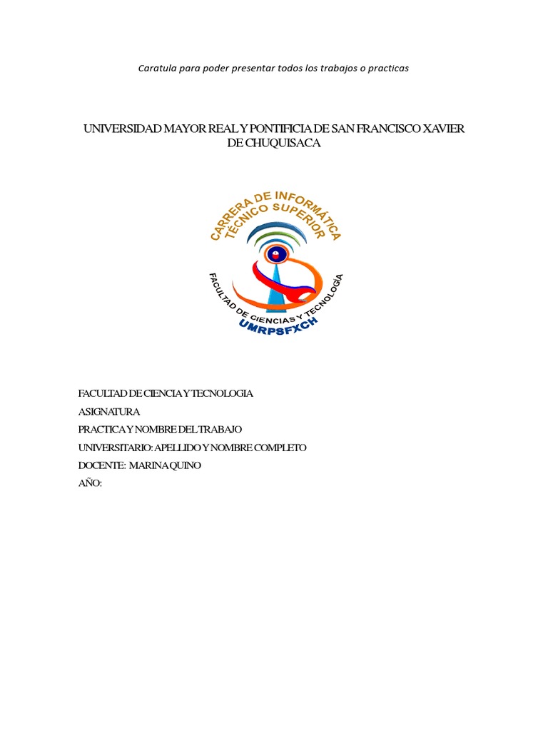 Caratula para Poder Presentar Todos Los Trabajos o Practicas | PDF