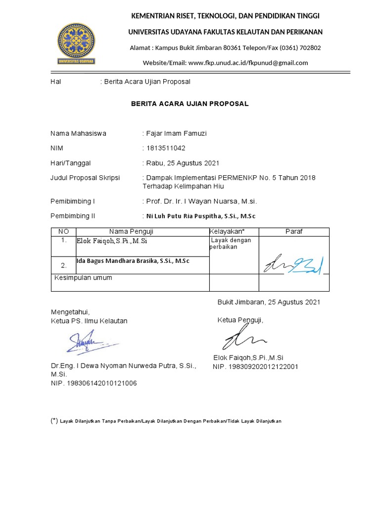 Berita Acara Fajar | PDF