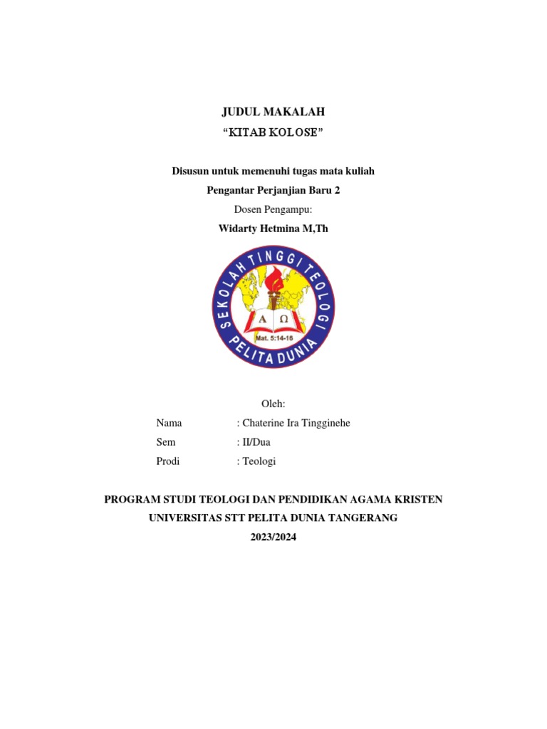 Makalah Kitab Kolose Etin | PDF | Ilmu Sosial | Sejarah