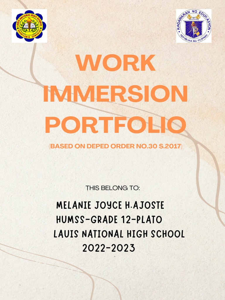 Work Immersion Portfolio | PDF | Leadership | Curriculum