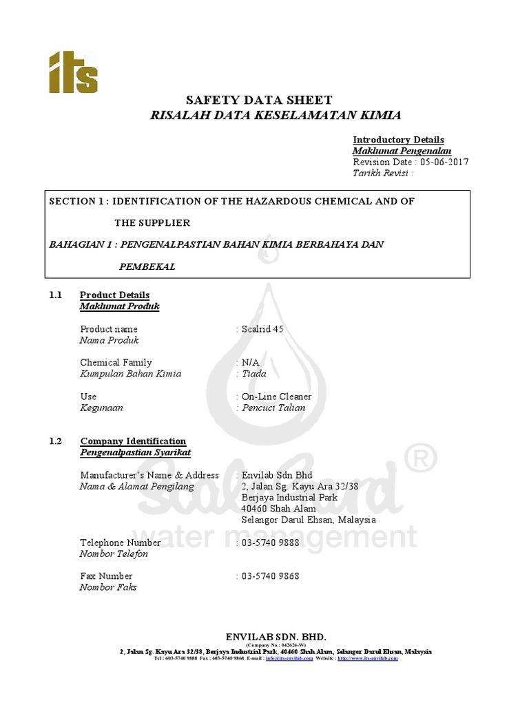 Scalrid 45 - SDS - Eng BM - R050617 - Boiler | PDF