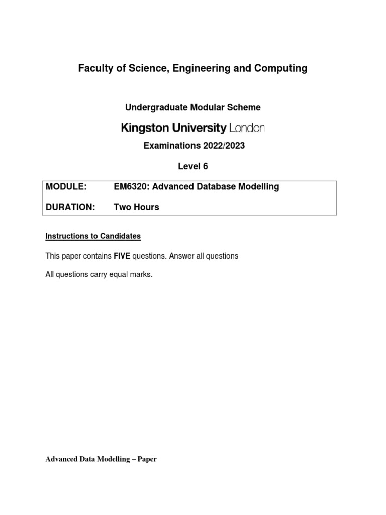Advanced Data Modelling Paper | PDF | Database Index | Databases