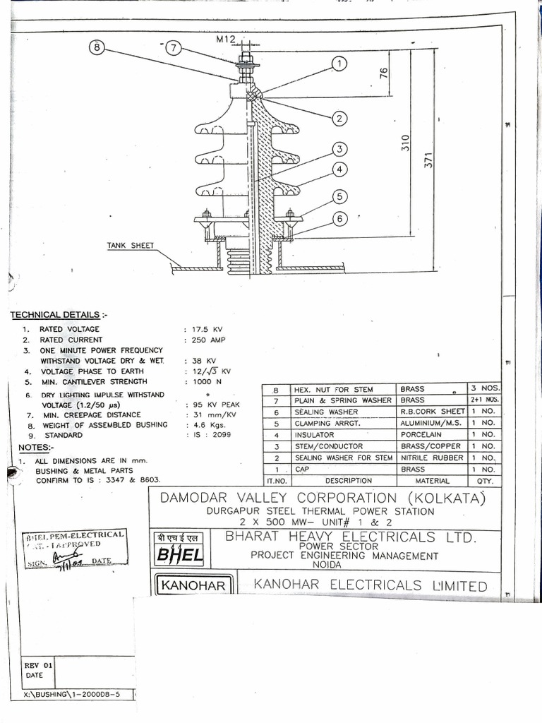 HV Bushing Drawing | PDF | Insulator (Electricity) | Electrical Engineering