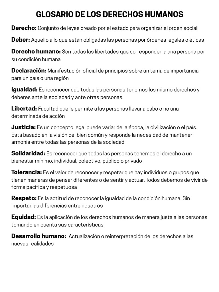 Glosario de Los Derechos Humanos | PDF | Política | Ciencias sociales