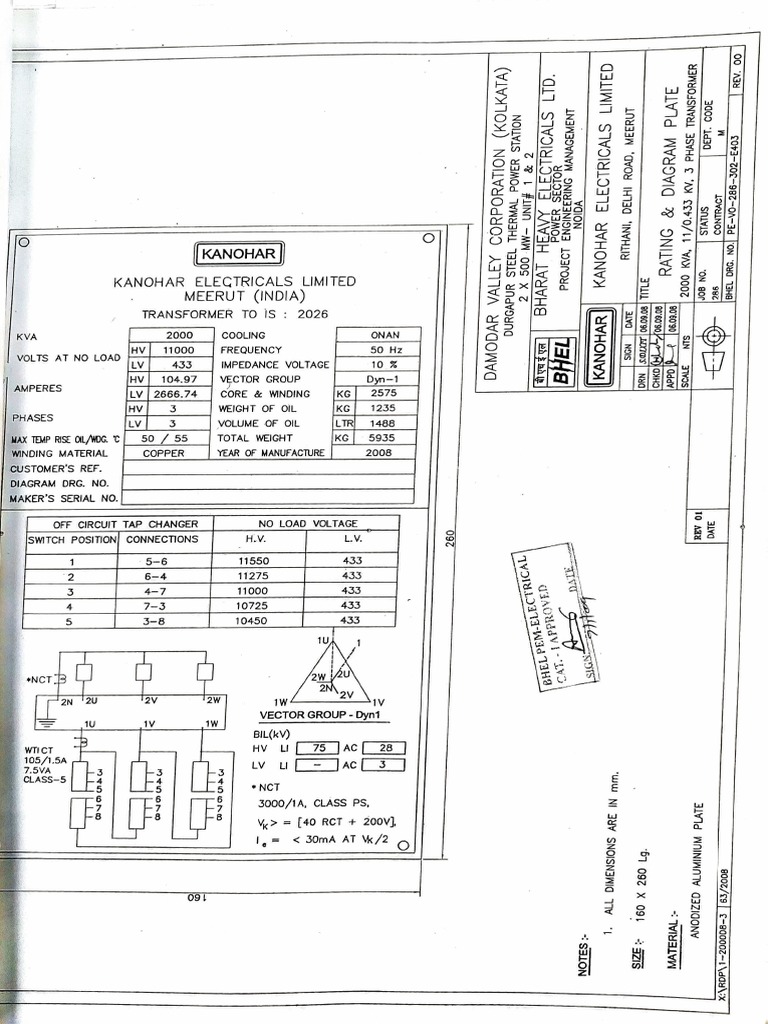 2MVA TRF Rating | PDF | Transformer | Electrical Engineering