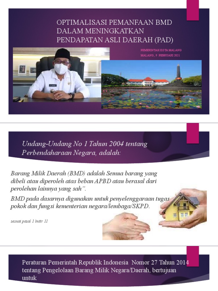 Materi Wali Kota Malang. OPTIMALISASI PEMANFAAN BMD | PDF