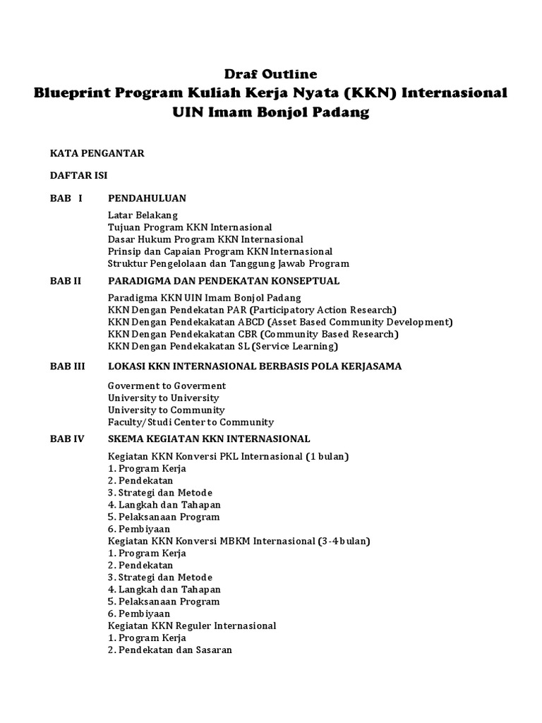 KKN Internasional - Draft Outline | PDF