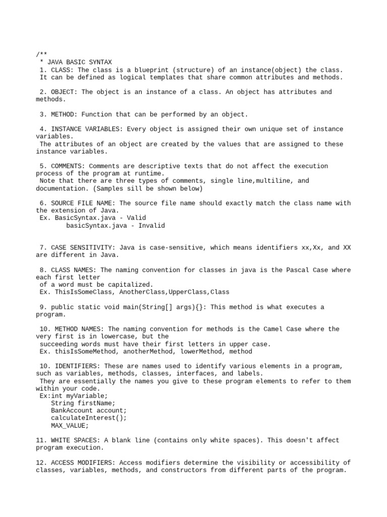 Java Basic Syntax Pdf Class Computer Programming Method Computer Programming