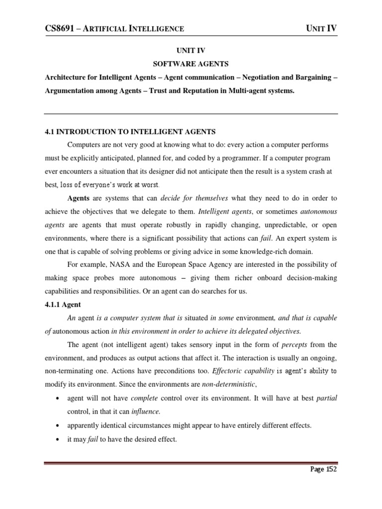 CS8691 Unit 4 | PDF | Intention | Negotiation