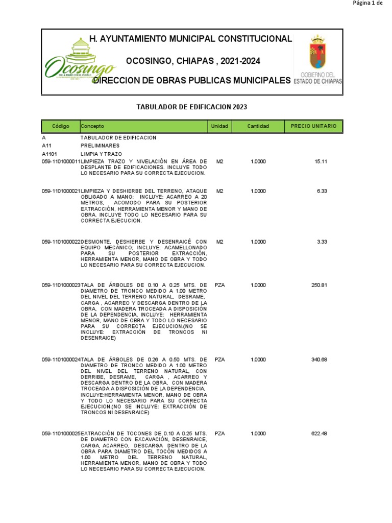 TABULADOR OCOSINGO EDIFICACION 2023 ok-4 | PDF