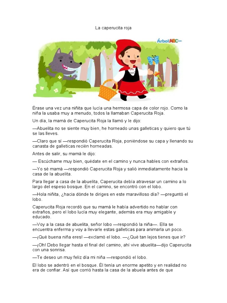 Caperucita Roja: Cuento y Actividades | PDF | Caperucita Roja