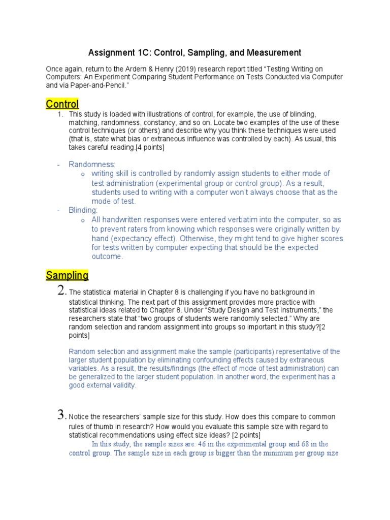 Assignment 1C | PDF | Standard Deviation | Effect Size