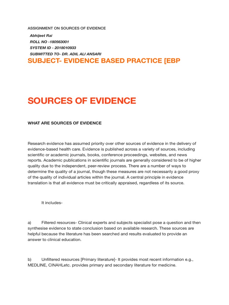 Evidence Based Practice | PDF | Evidence Based Medicine | Cohort Study
