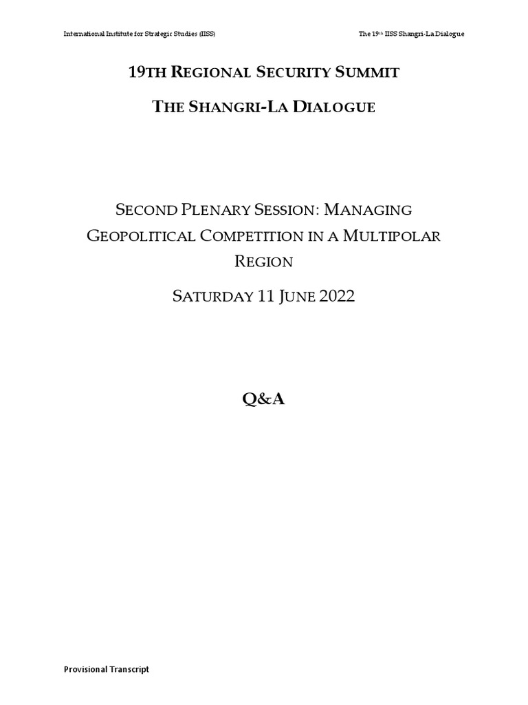 Plenary 2 Qa | PDF | International Relations | Global Politics