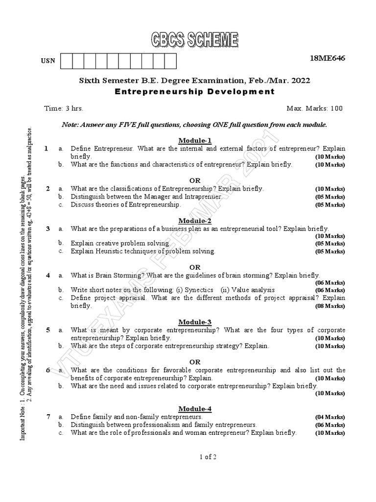 18ME646 VTU Question Paper | PDF