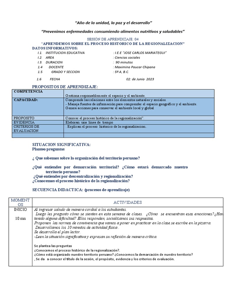 Sesion 04 5to CCSS Unid 3 | PDF | Aprendizaje | Cognición