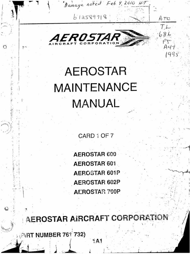 Aerostar Maintenance Manual Intro and Table-of-Contentss | PDF ...