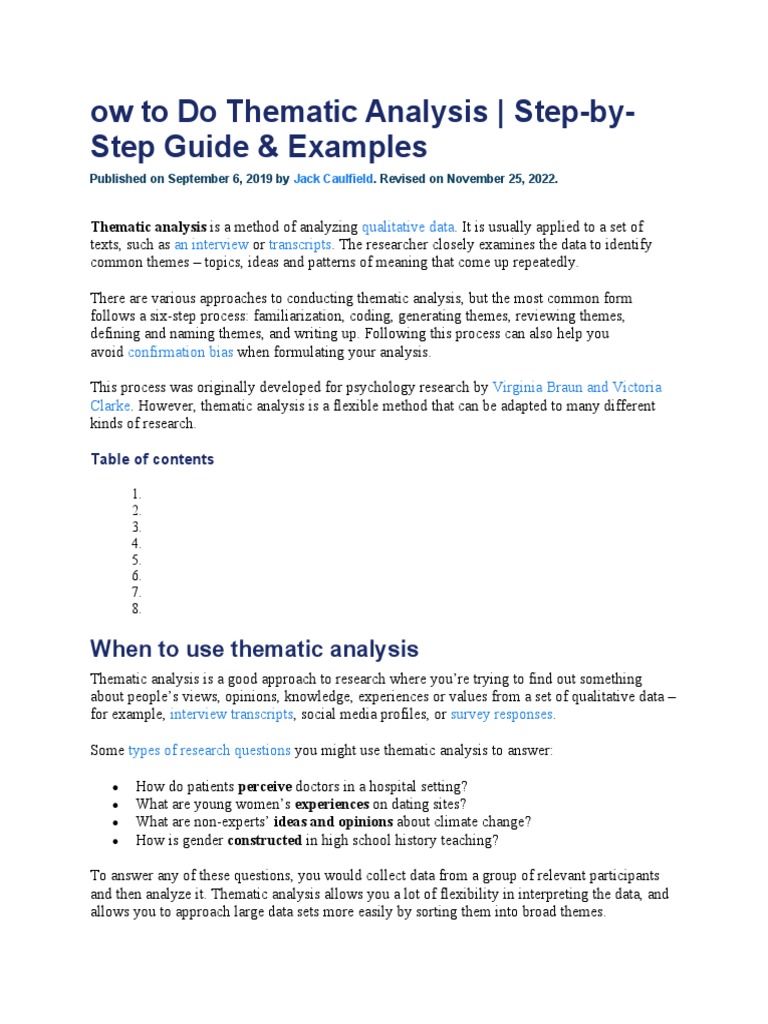 Thematic Analysis: A Step-by-Step Guide | PDF | Psychology | Scientific ...