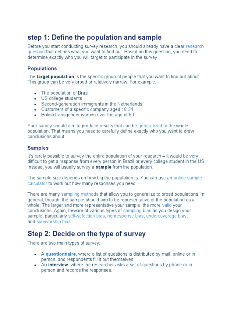 Steps for Conducting Survey Research | PDF | Survey Methodology ...