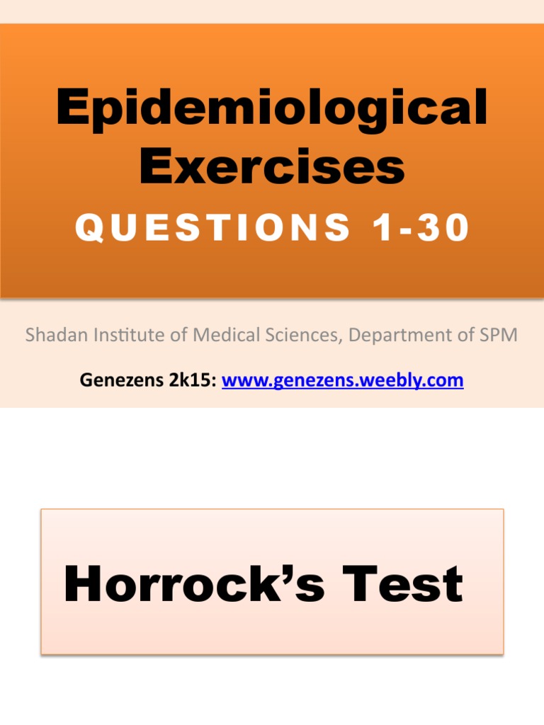 Epidemiological Exercises 1 30 Pdf Sensitivity And Specificity Malaria 