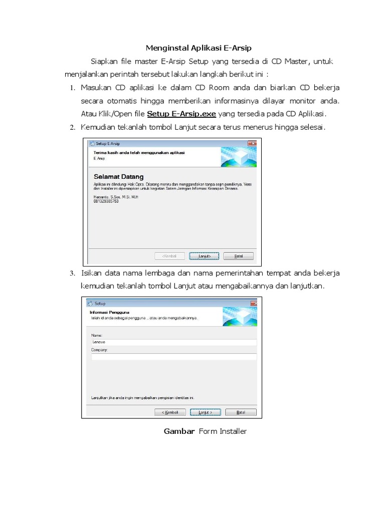 Instalasi Aplikasi E-Arsip Gratis | PDF | Komputer | Teknologi & Rekayasa