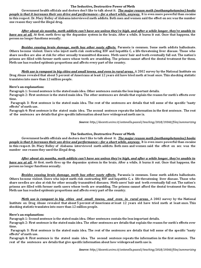Summary Example | PDF | Methamphetamine | Health Sciences