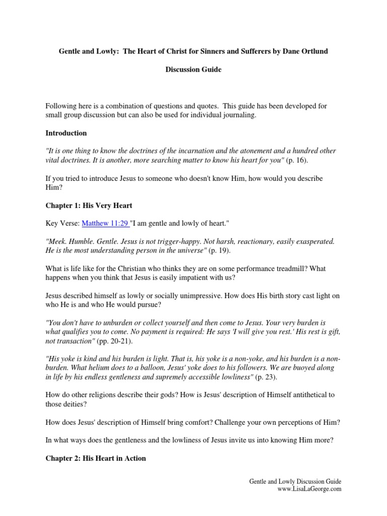 Gentle and Lowly Discussion Guide 2 | PDF