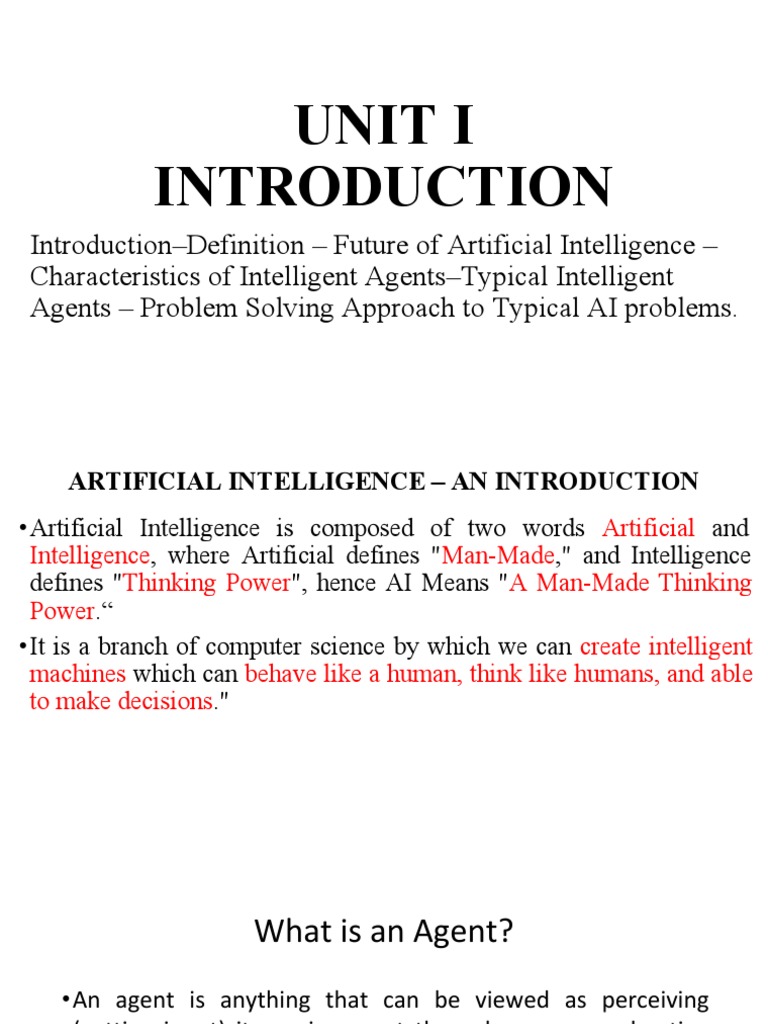 Ai Unit 1 | PDF